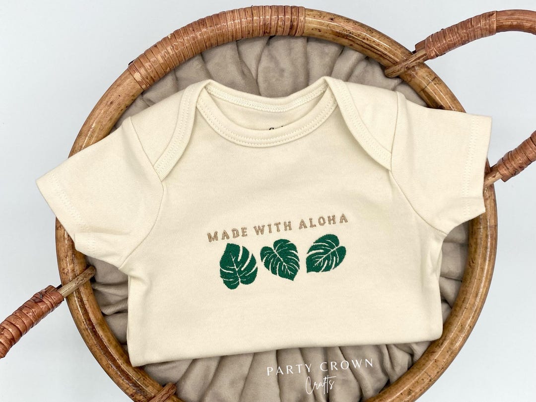 Embroidered Made With Aloha Bodysuit • Cute Hawaii Baby Announcement ...