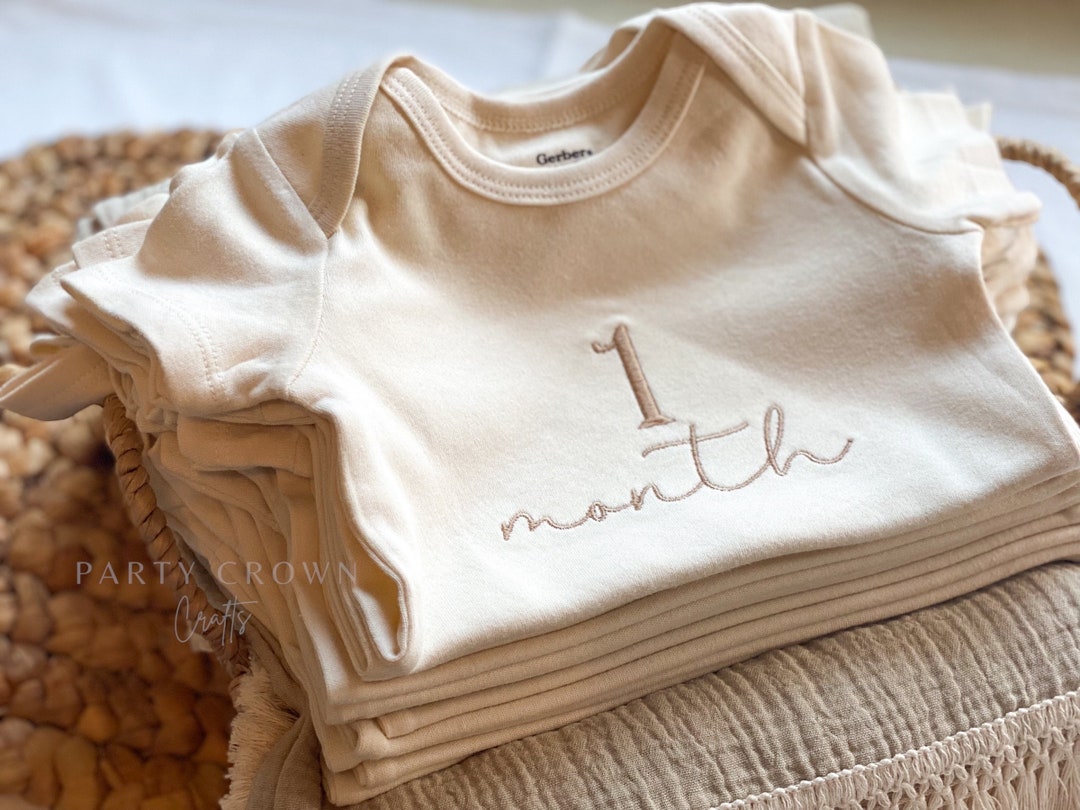 Embroidered Baby Monthly Milestones ONESIES® Brand • Baby Bodysuit for ...