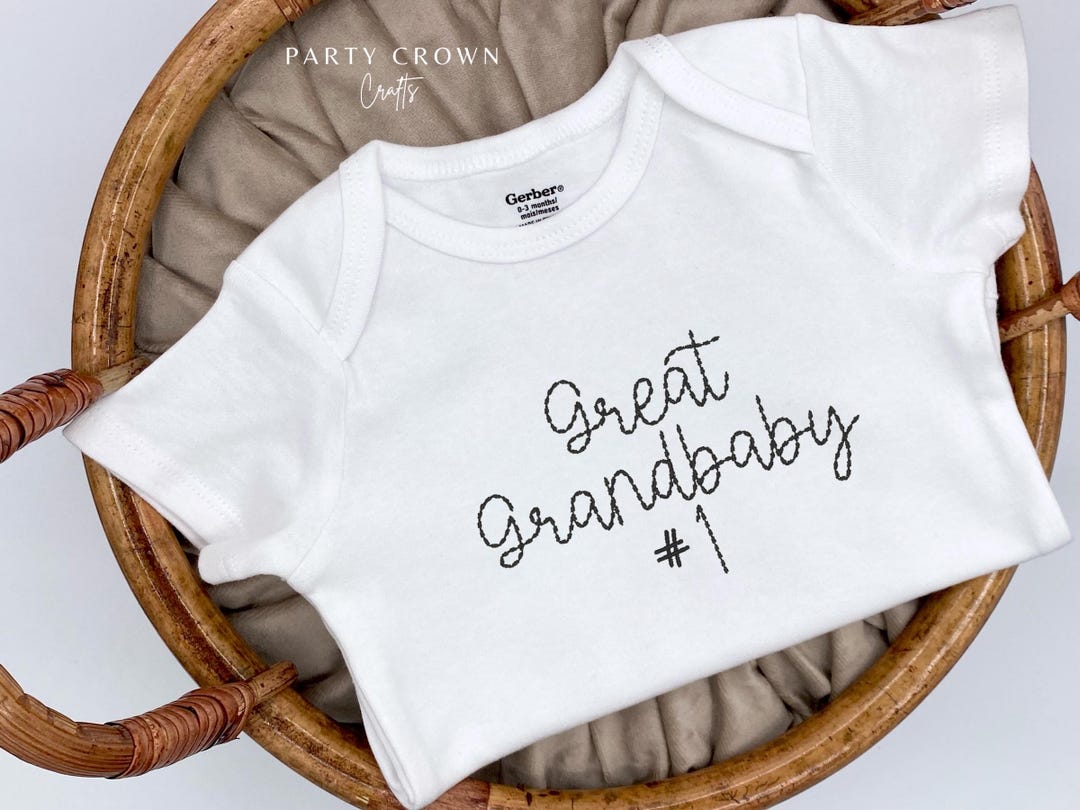 Hand Stiched GREAT Grandbaby #1 Bodysuit Pregnancy Announcement to ...
