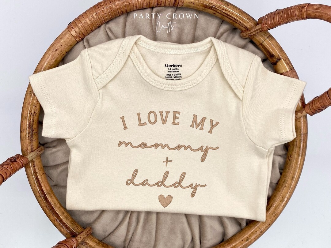 Embroidered I Love My Mommy and Daddy Bodysuit, Baby Announcement ...