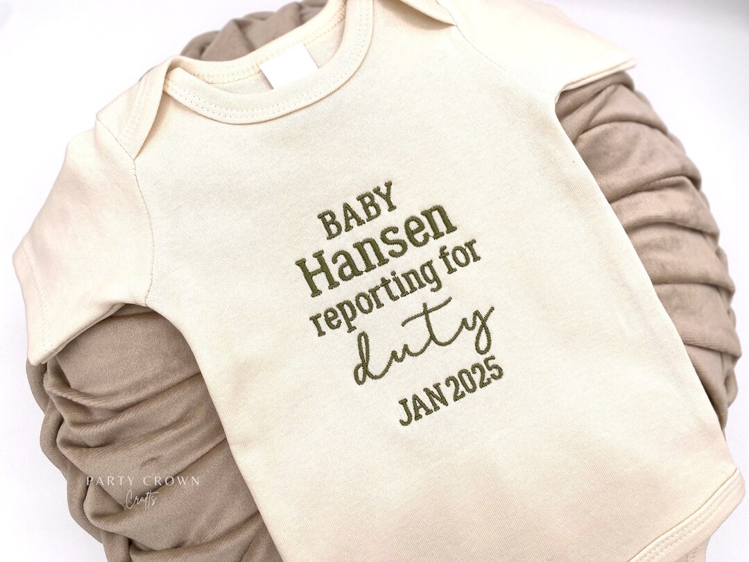 Embroidered Military Bodysuit • Military Pregnancy Announcement • Baby ...