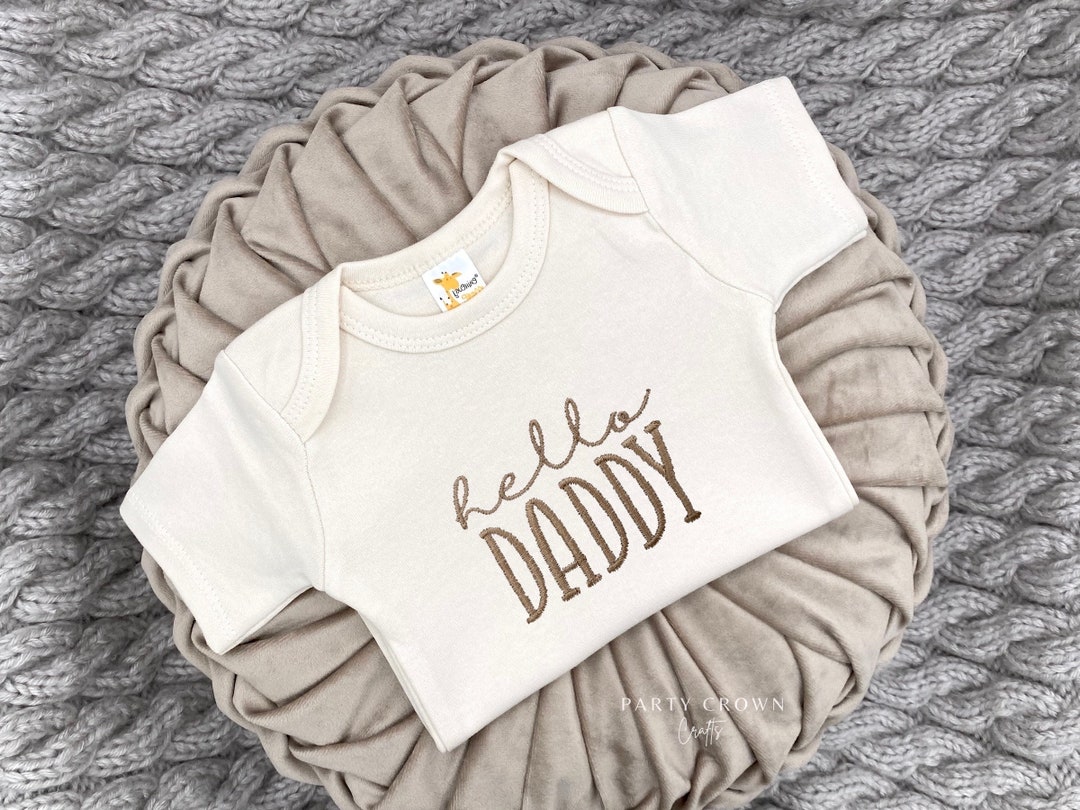Embroidered Hello Daddy Onesies Pregnancy Announcement Daddypregnancy ...