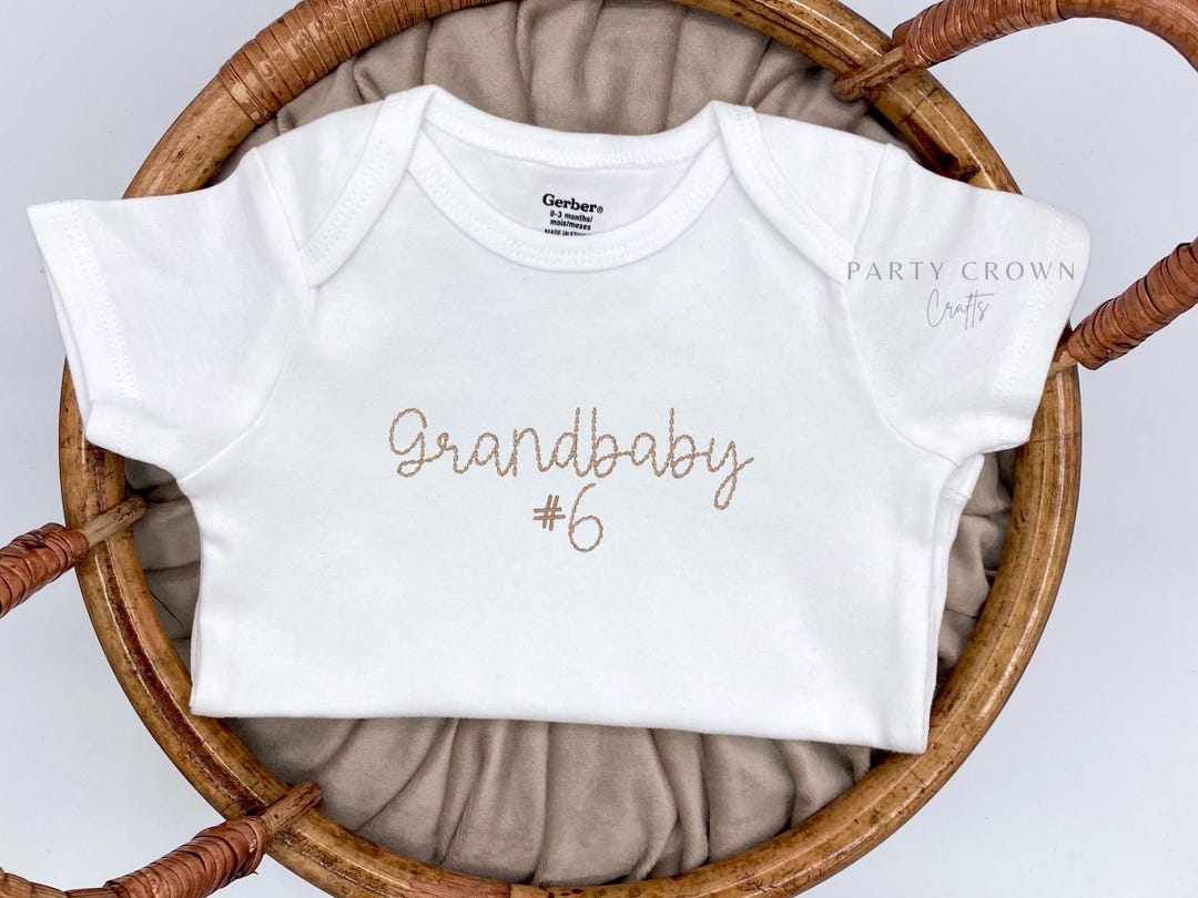 Custom Embroidered Bodysuits • Grandbaby #6 Pregnancy Announcement ...