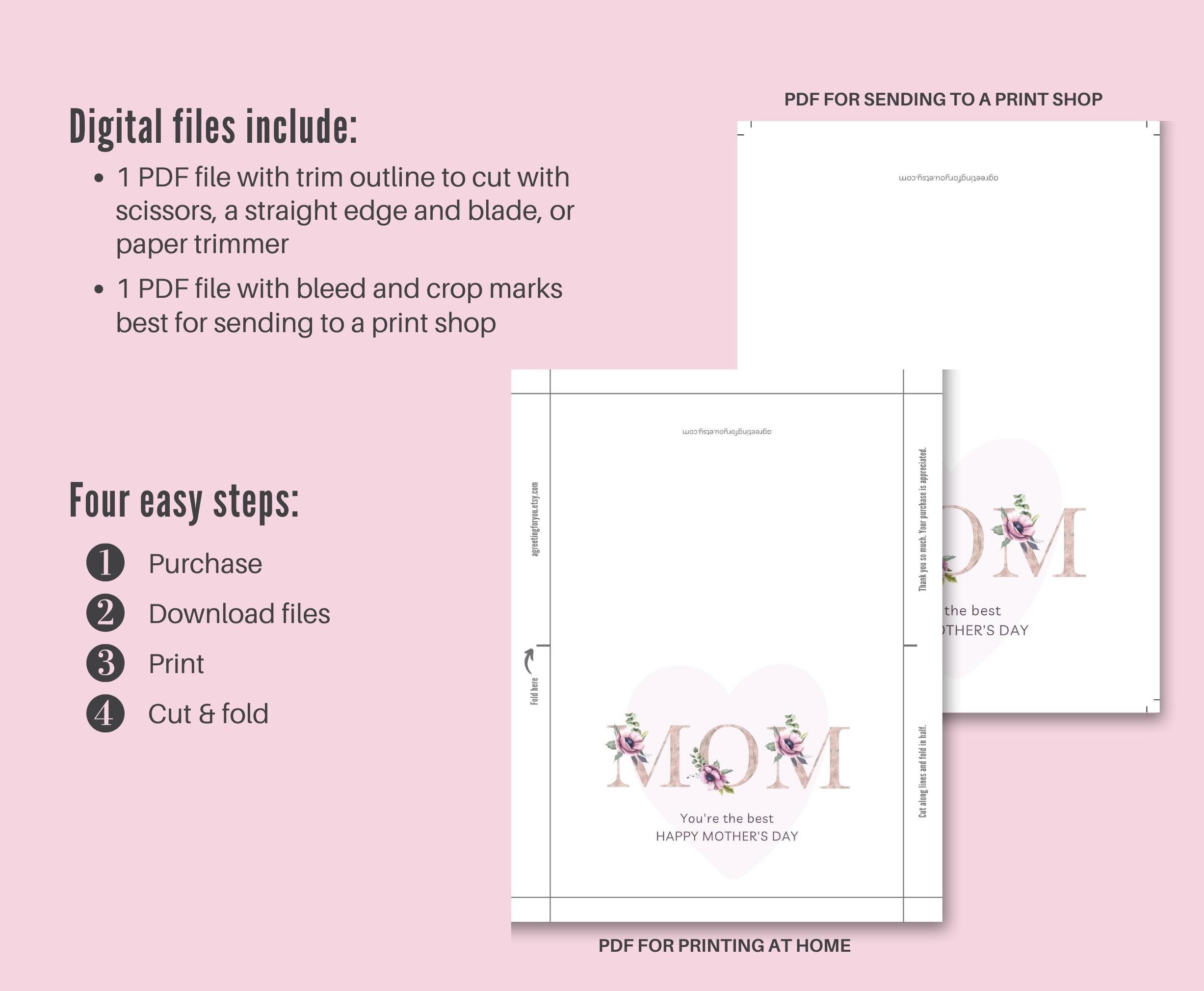 Printable Mom You're the Best Happy Mother's Day Card Digital Download ...