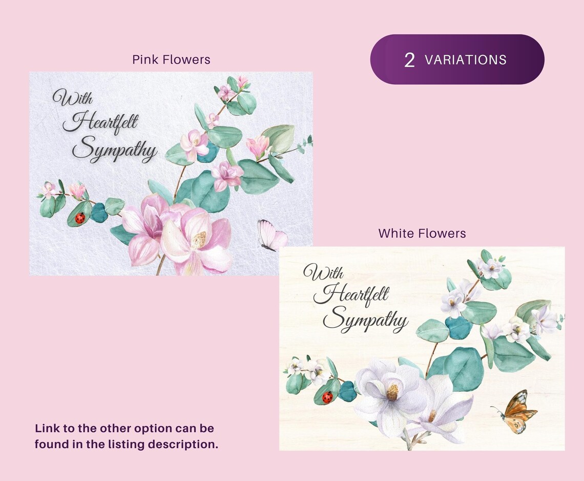 Printable With Heartfelt Sympathy 7x5 Folding Card With White Flowers ...
