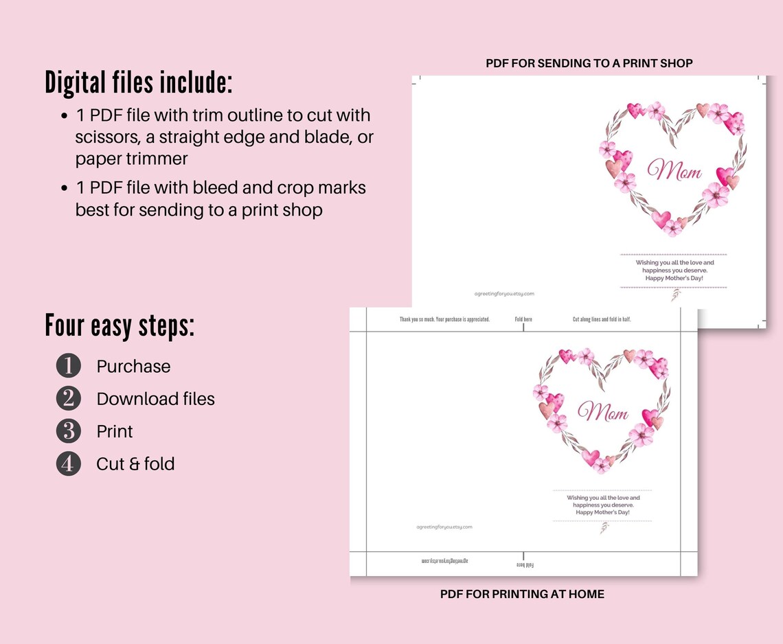 Printable Mom Card, Happy Mother's Day, 5x7, Blank Inside, Instant ...
