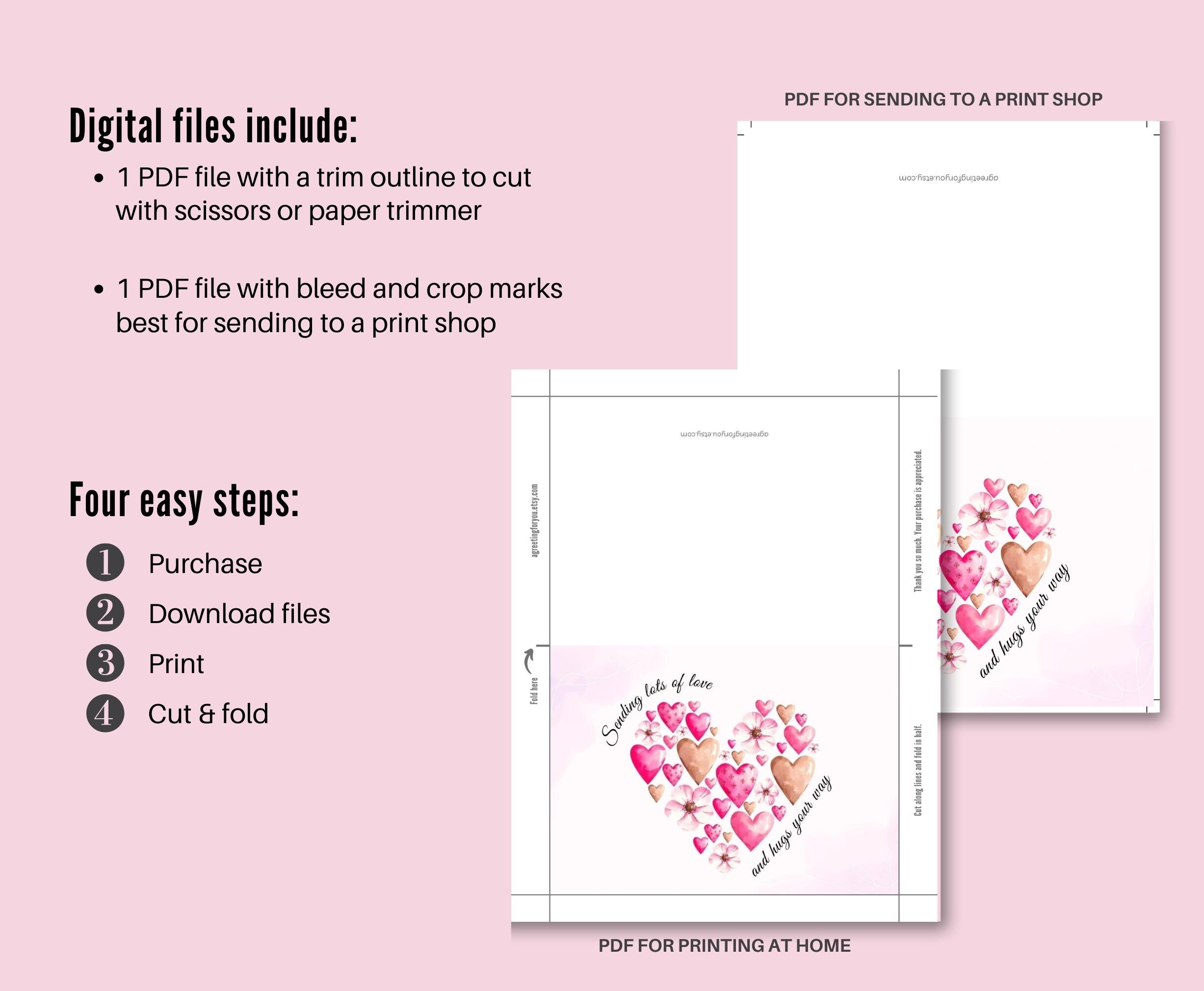 Printable Sending Lots of Love and Hugs Your Way Card Digital Download ...