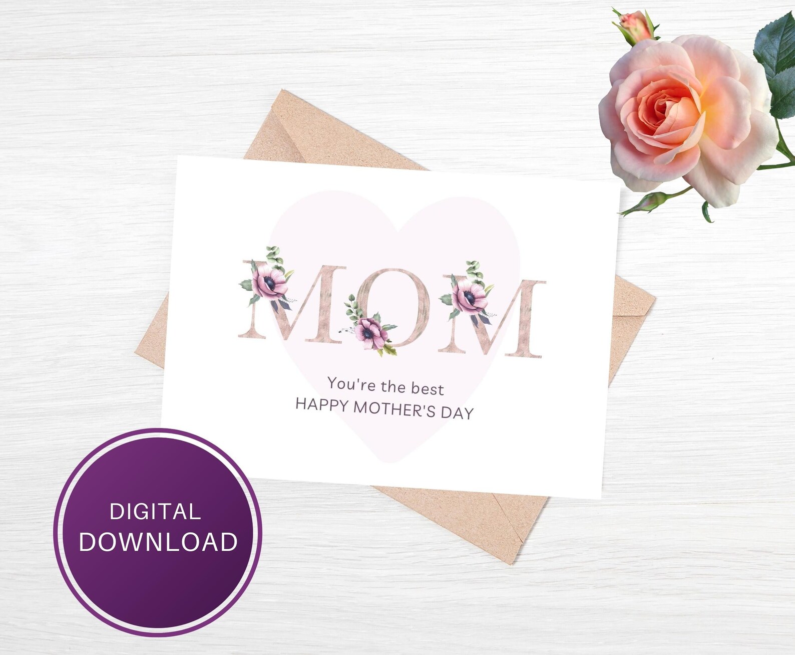 Printable Mom You're the Best Happy Mother's Day Card Digital Download ...