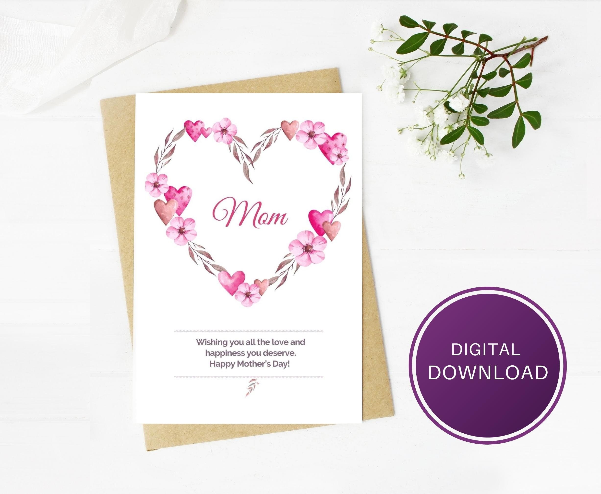 Printable Mom Card, Happy Mother's Day, 5x7, Blank Inside, Instant ...