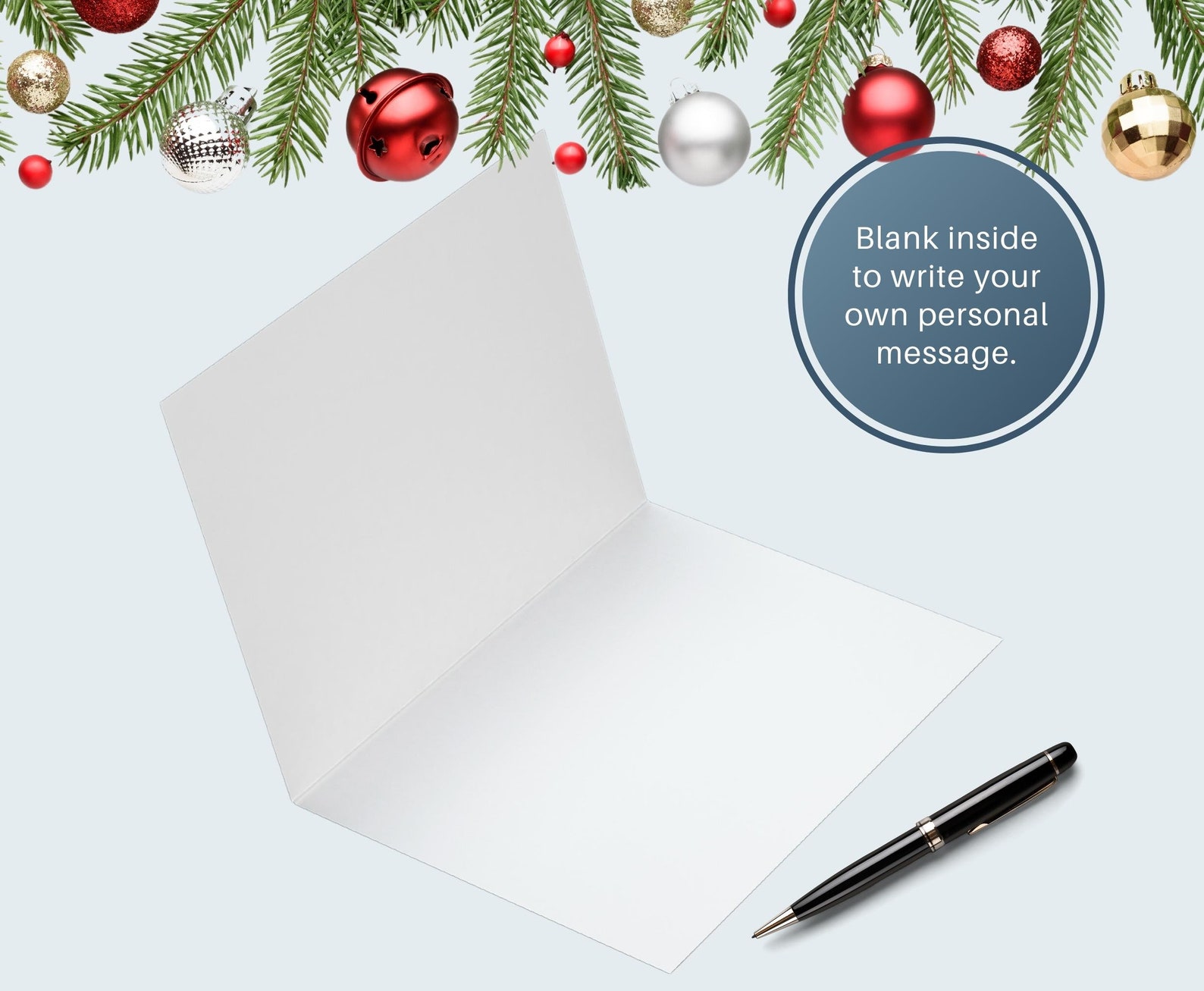 Printable Season's Greetings 5x7 Folding Christmas Card, Blank Inside ...