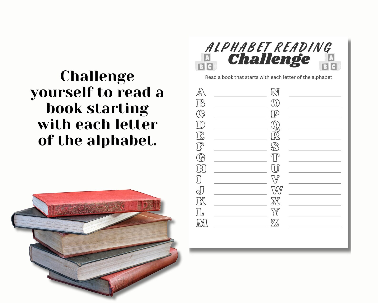 Reading Challenge Bundle, Book Reading Trackers, Book Bingo, Fun ...