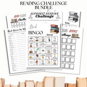 Reading Challenge Bundle, Book Reading Trackers, Book Bingo, Fun ...