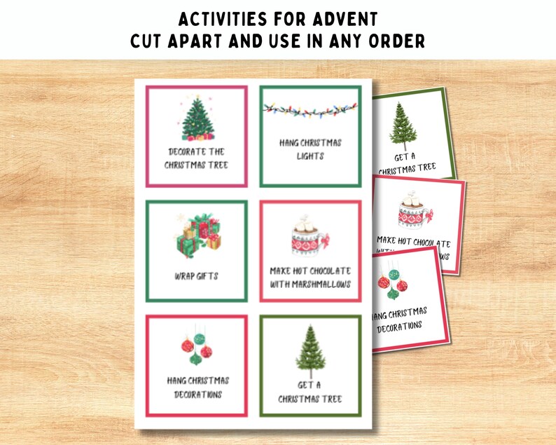 Advent Calendar Activity Cards, Printable Advent Calendar, Christmas ...