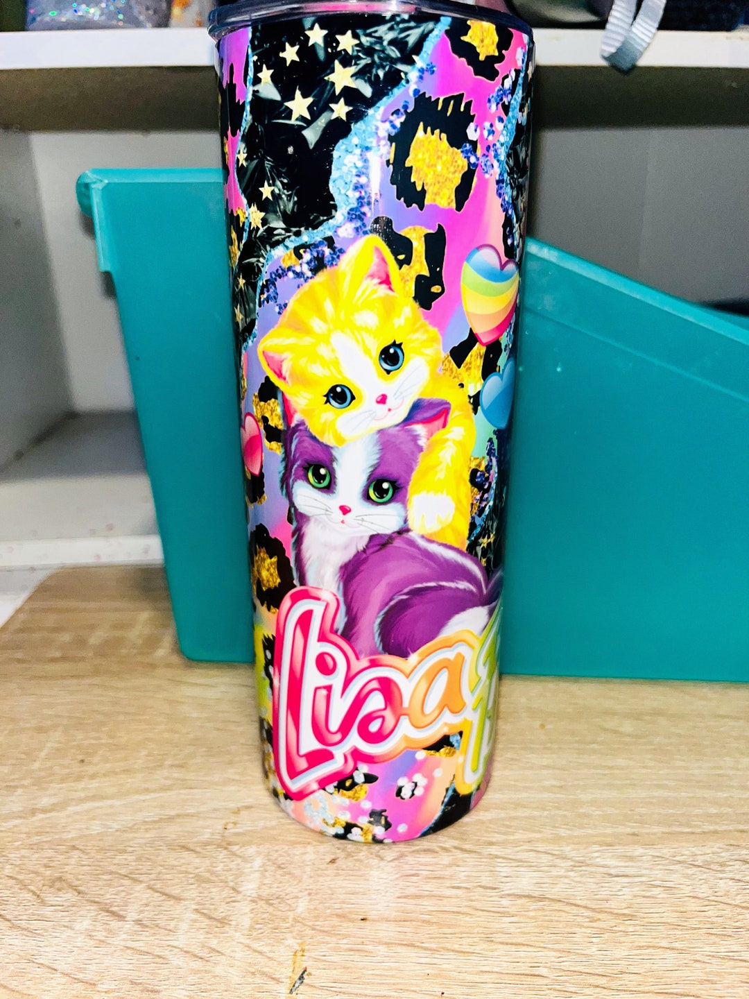 Lisa Frank Leopard Glitter Cat and Bear Tumbler - Etsy