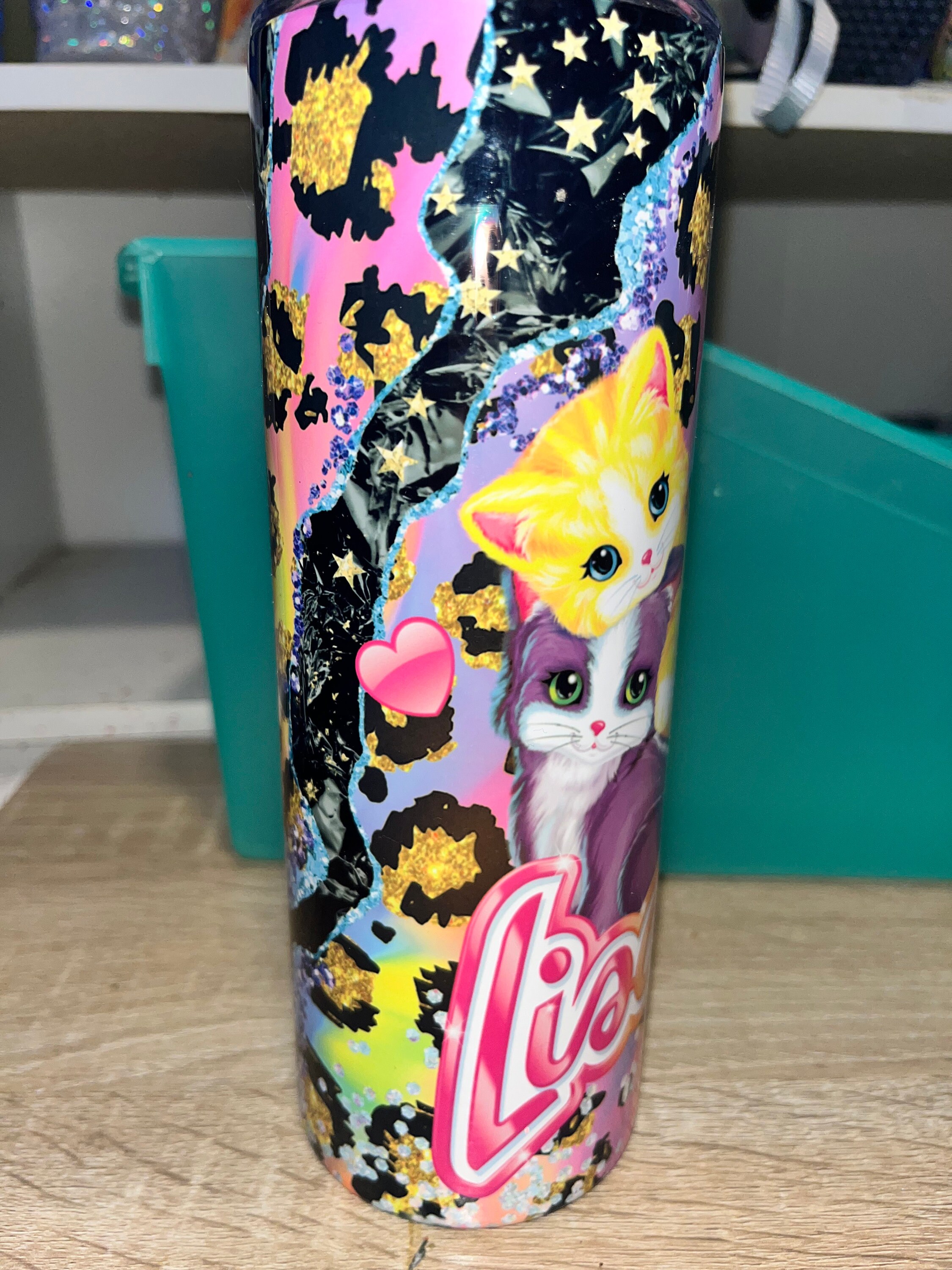 Lisa Frank Leopard Glitter Cat and Bear Tumbler - Etsy
