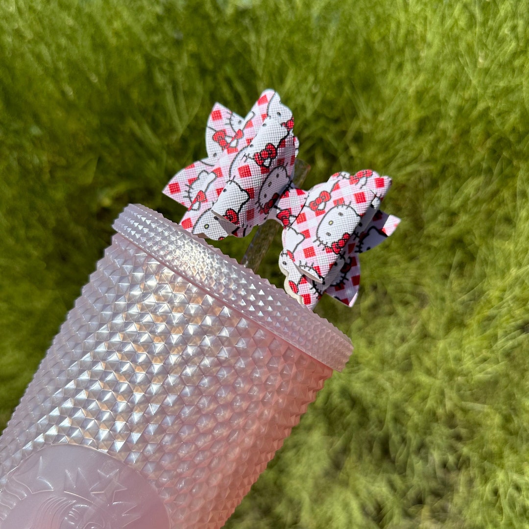 Pink HK Straw Bow Topper / Straw Topper / Starbucks Tumbler Straw ...