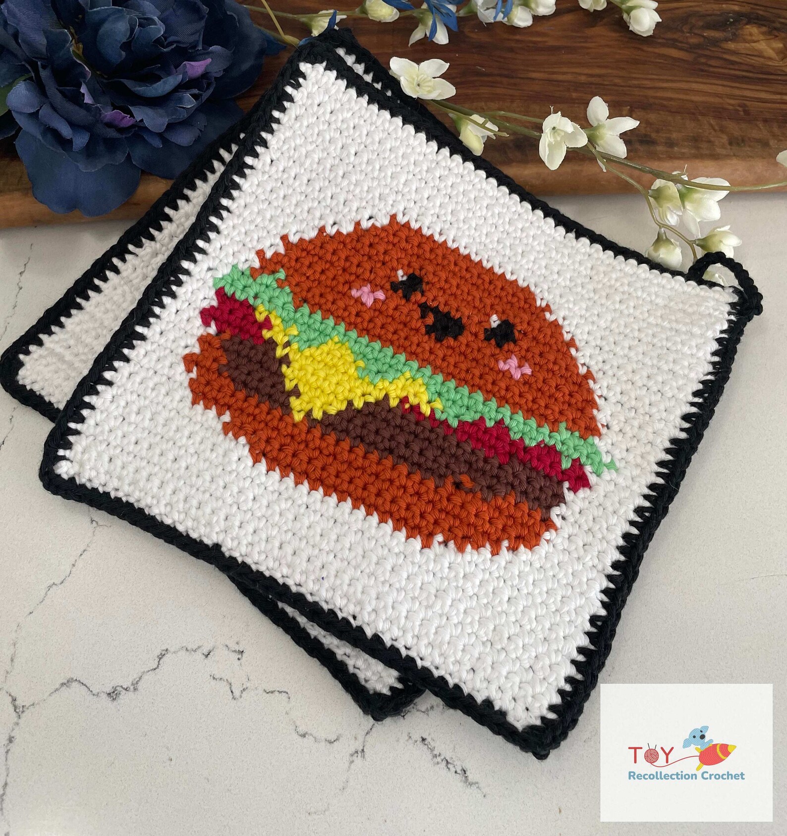 Food Bundle Crochet Potholder Pattern Set of 5 / Food Crochet Pattern ...