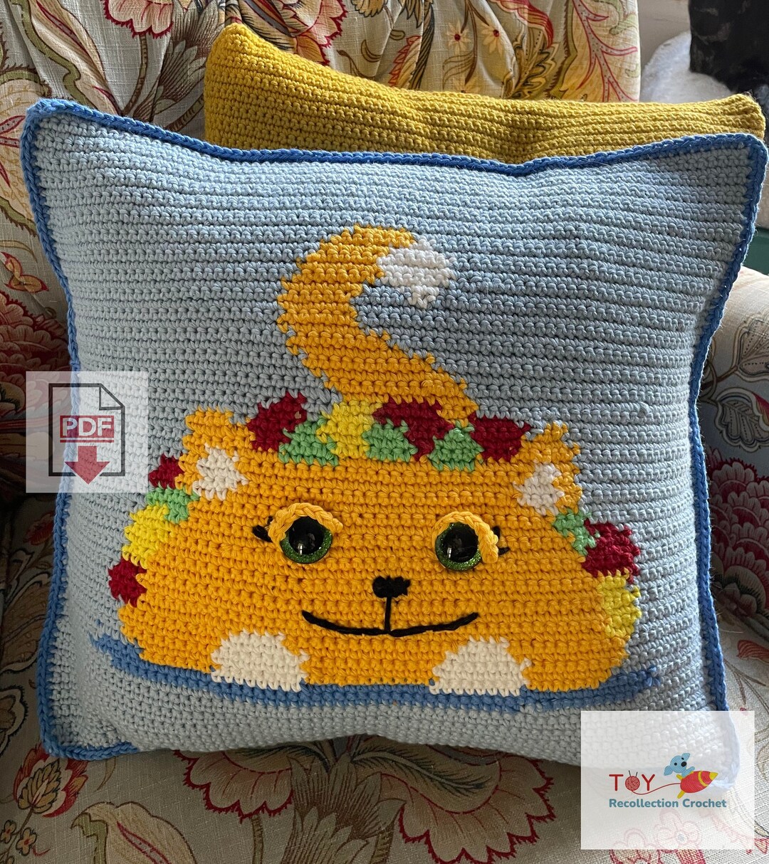 Taco Cat Tapestry Crochet Pillow Pattern - Beginner PDF - Kitty Cat ...