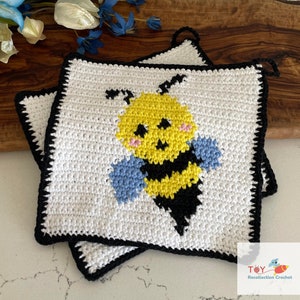 Bee Potholder PDF Crochet Pattern / Beginner / Tapestry Crochet ...