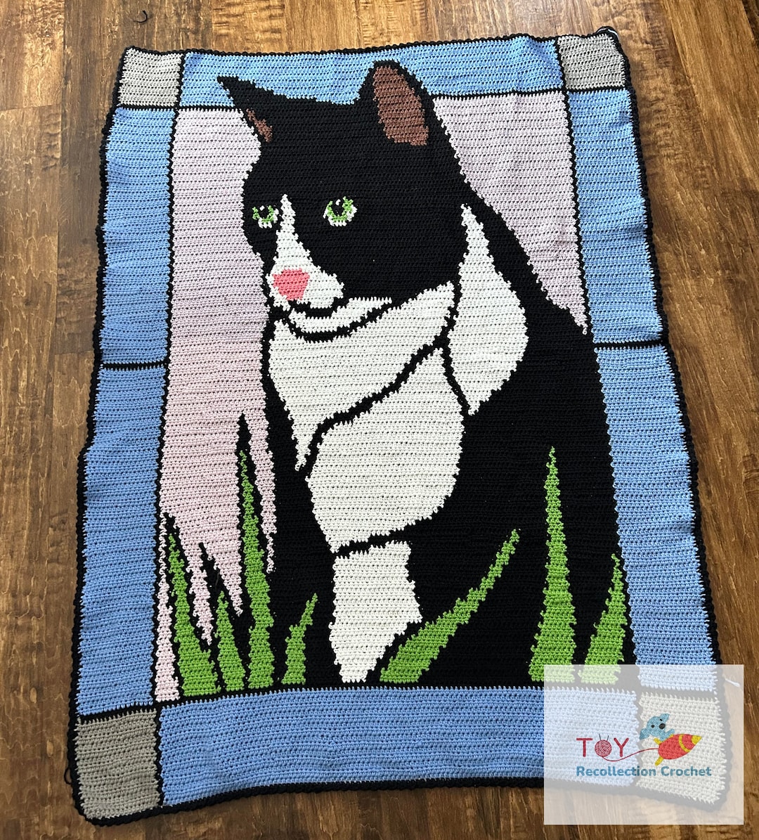 Tuxedo Cat Tapestry Crochet Blanket - PDF Pattern - Etsy