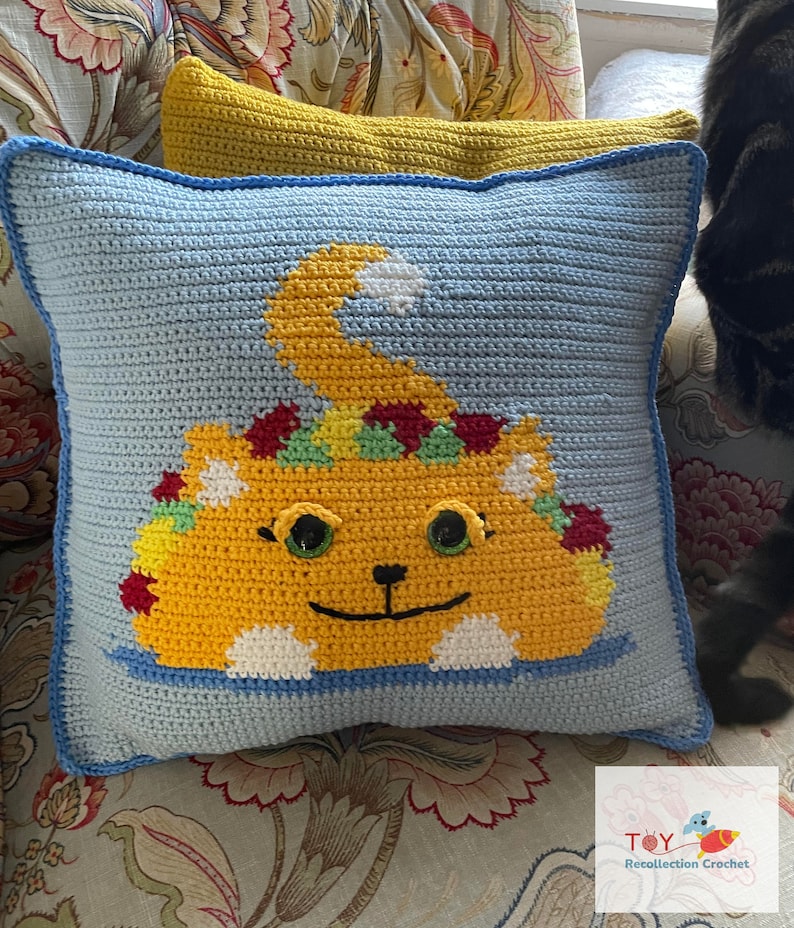 Taco Cat Tapestry Crochet Pillow Pattern - Beginner PDF - Kitty Cat ...