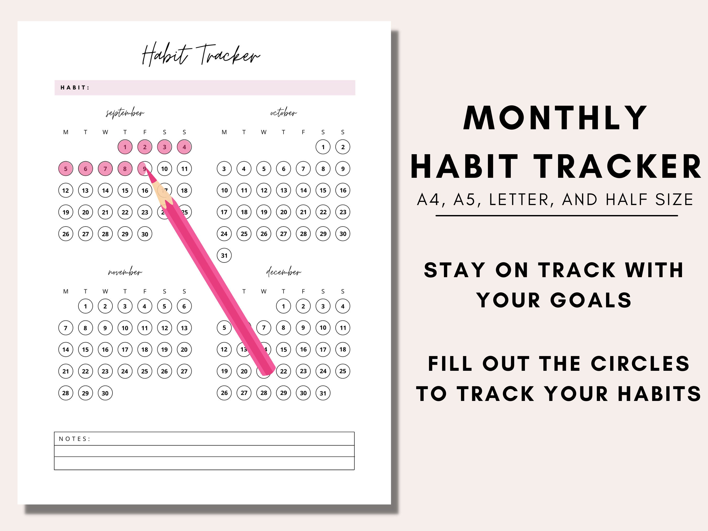 Monthly Habit Tracker, Habit Tracker Printable, Habit Tracker Template ...