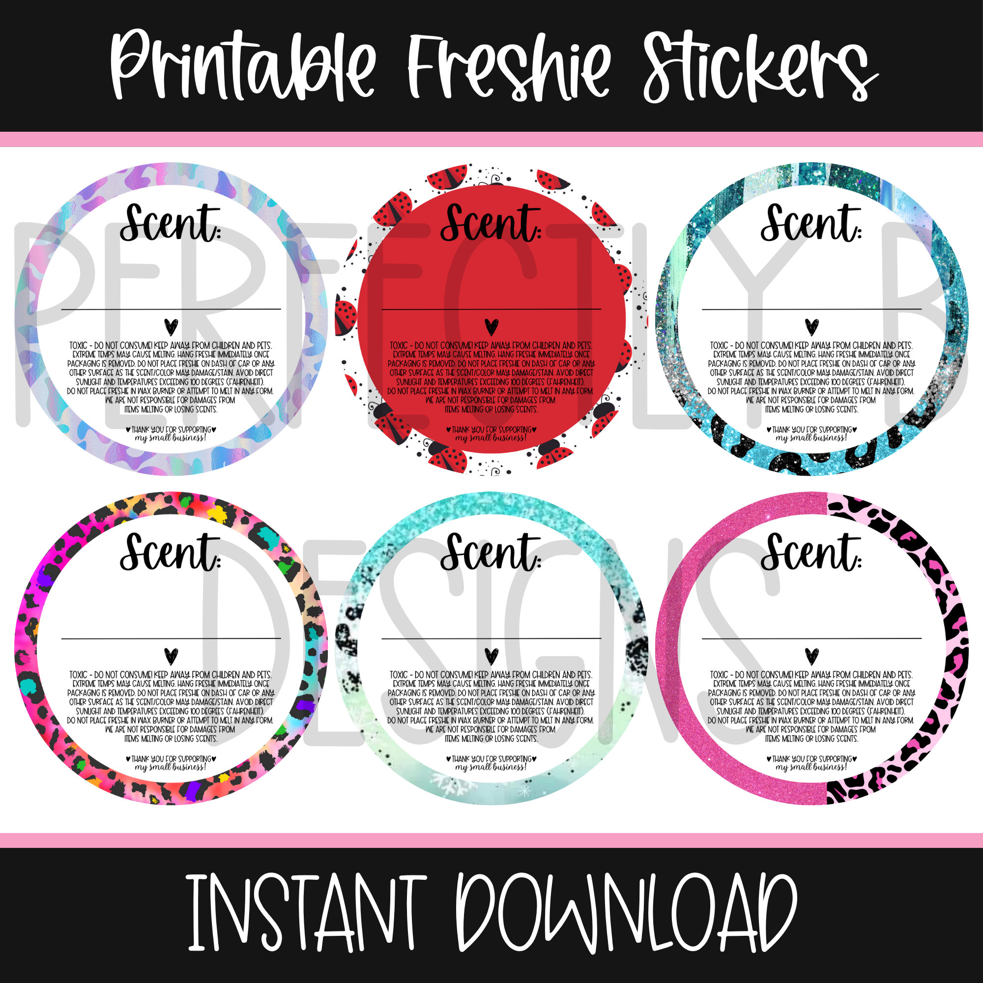 Freshie Scent Stickers PNG | Car Air Freshener Instructions (digital ...