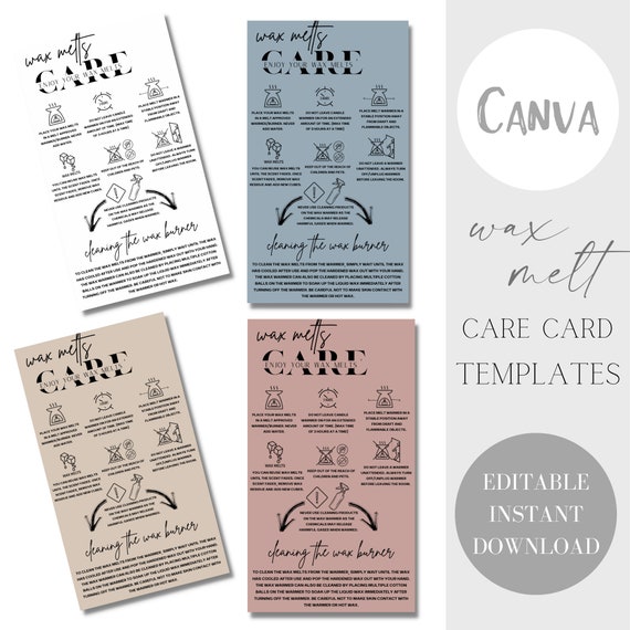Editable Canva Template Small Business Care Cards Wax Melt | Etsy