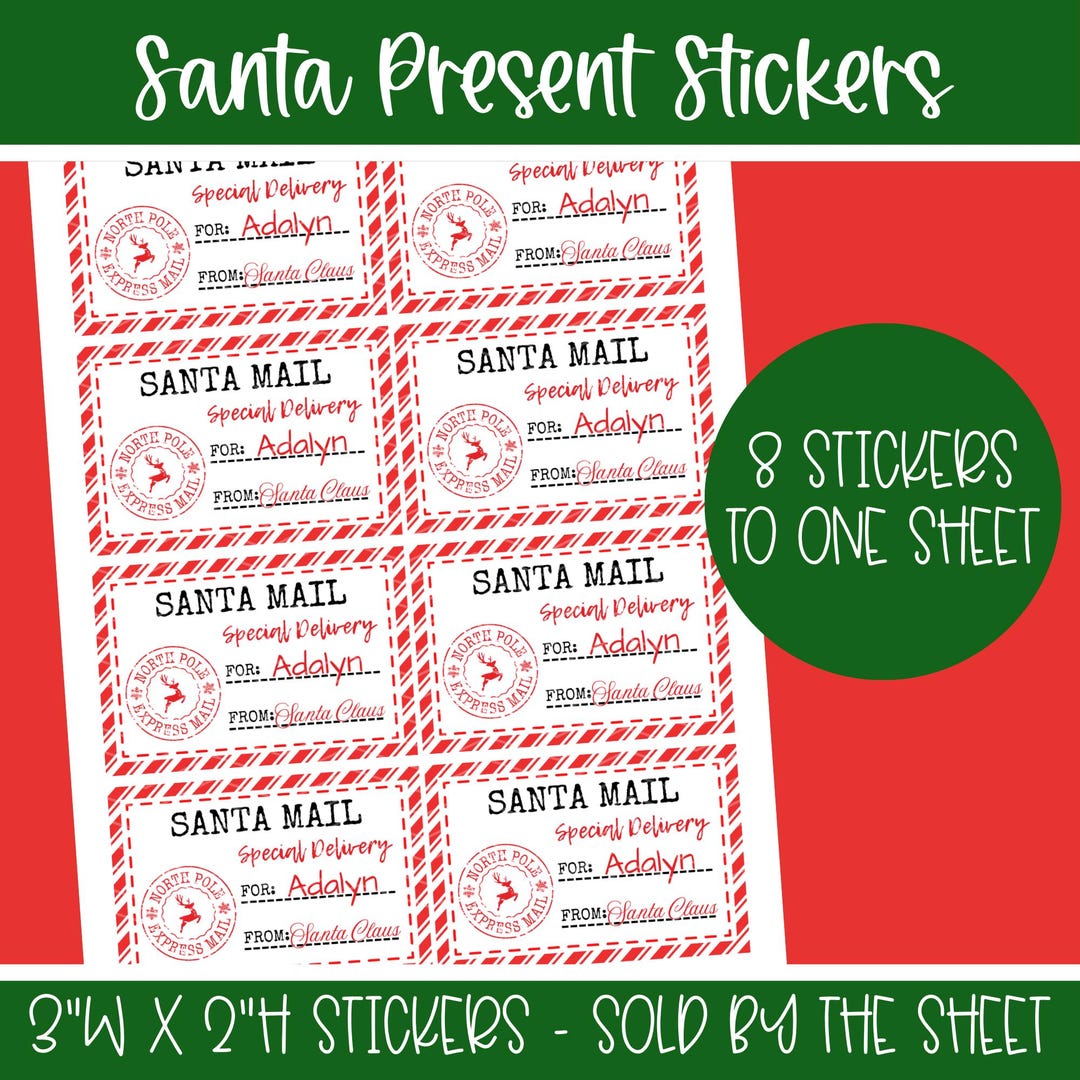 Personalized Santa Present Stickers | From Santa Stickers | Santa ...
