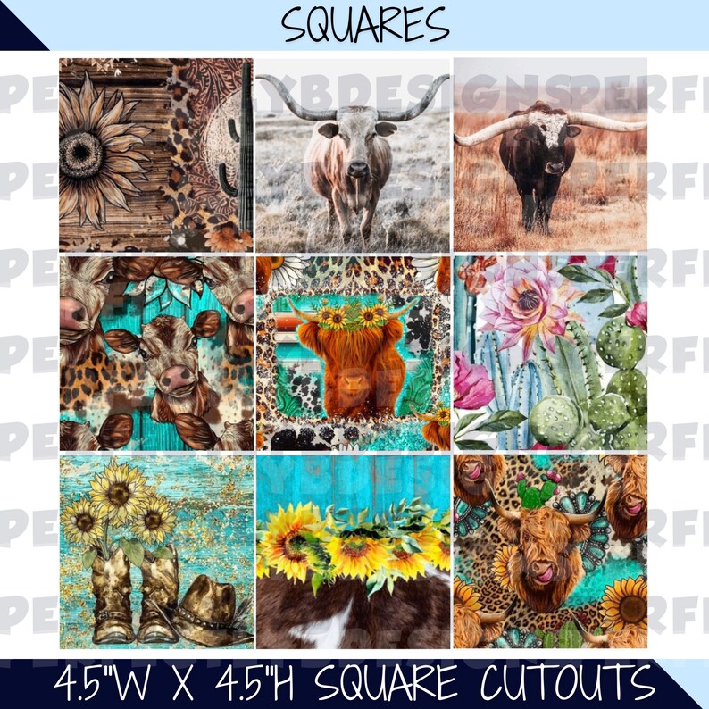 Square Cardstock Cutouts | Western Squares | Freshie Cardstock | Car ...