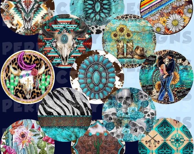 Western Grab Bag Circle Cardstock Cutouts Car Freshies Freshie ...