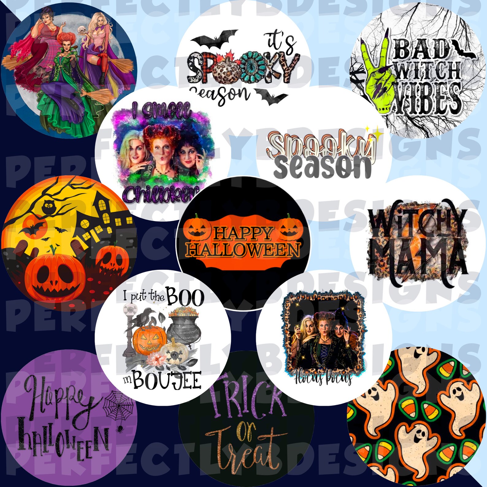 Halloween Grab Bag Circle Cardstock Cutouts Car Freshies - Etsy