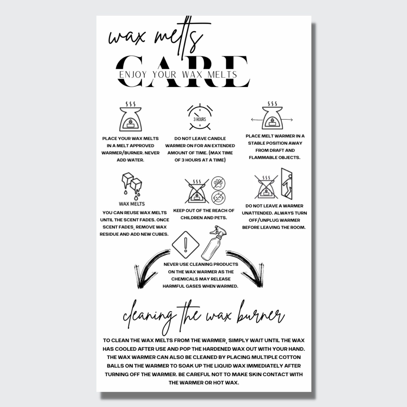 Editable Canva Template Small Business Care Cards Wax Melt | Etsy