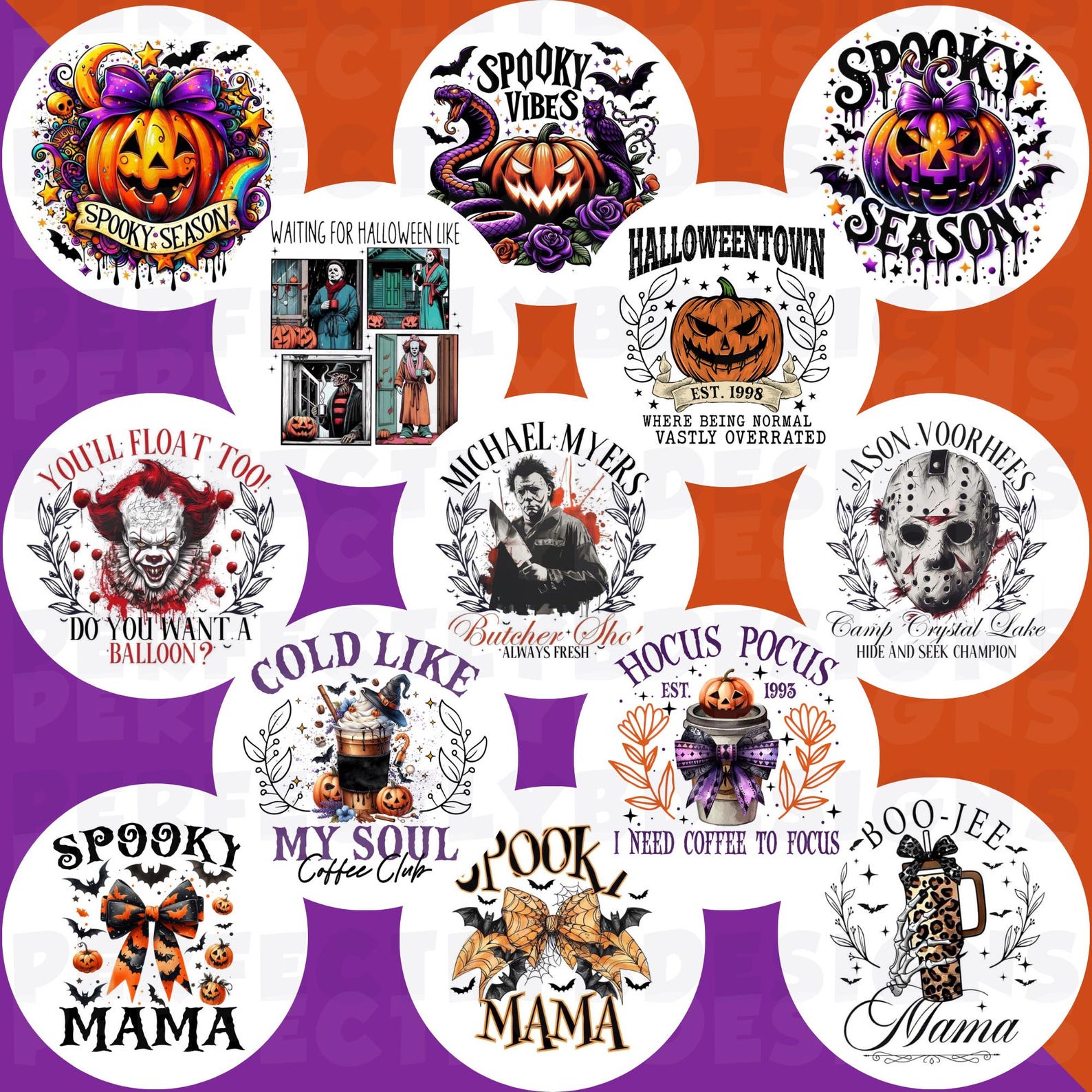 Mixed Halloween Grab Bag | Circle Cutouts | Retro Halloween | Pink ...