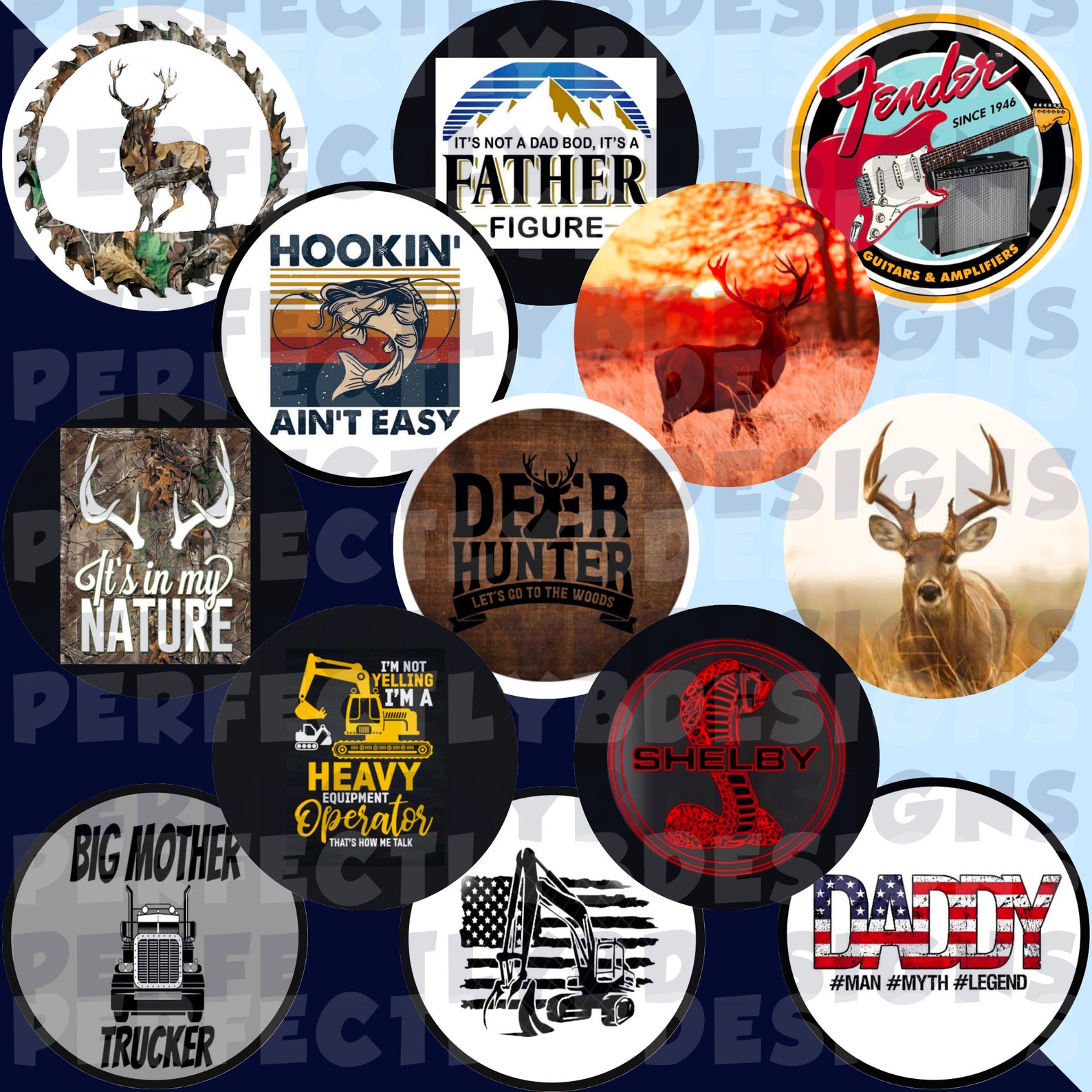 Manly Grab Bag Circle Cardstock Cutouts Car Freshies - Etsy