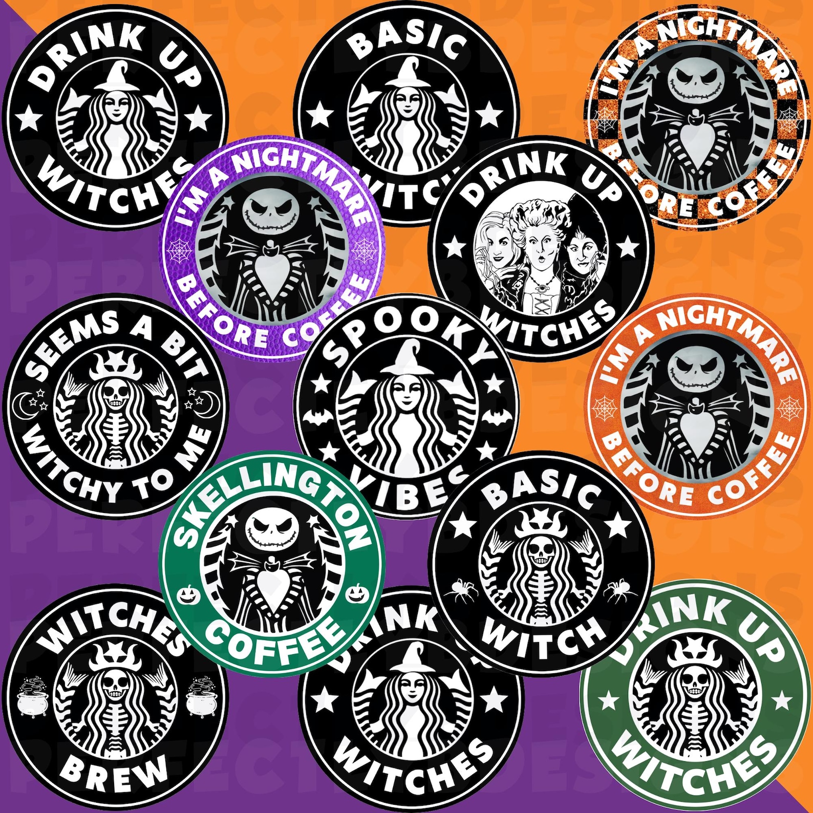 Mixed Halloween Grab Bag | Circle Cutouts | Retro Halloween | Pink ...