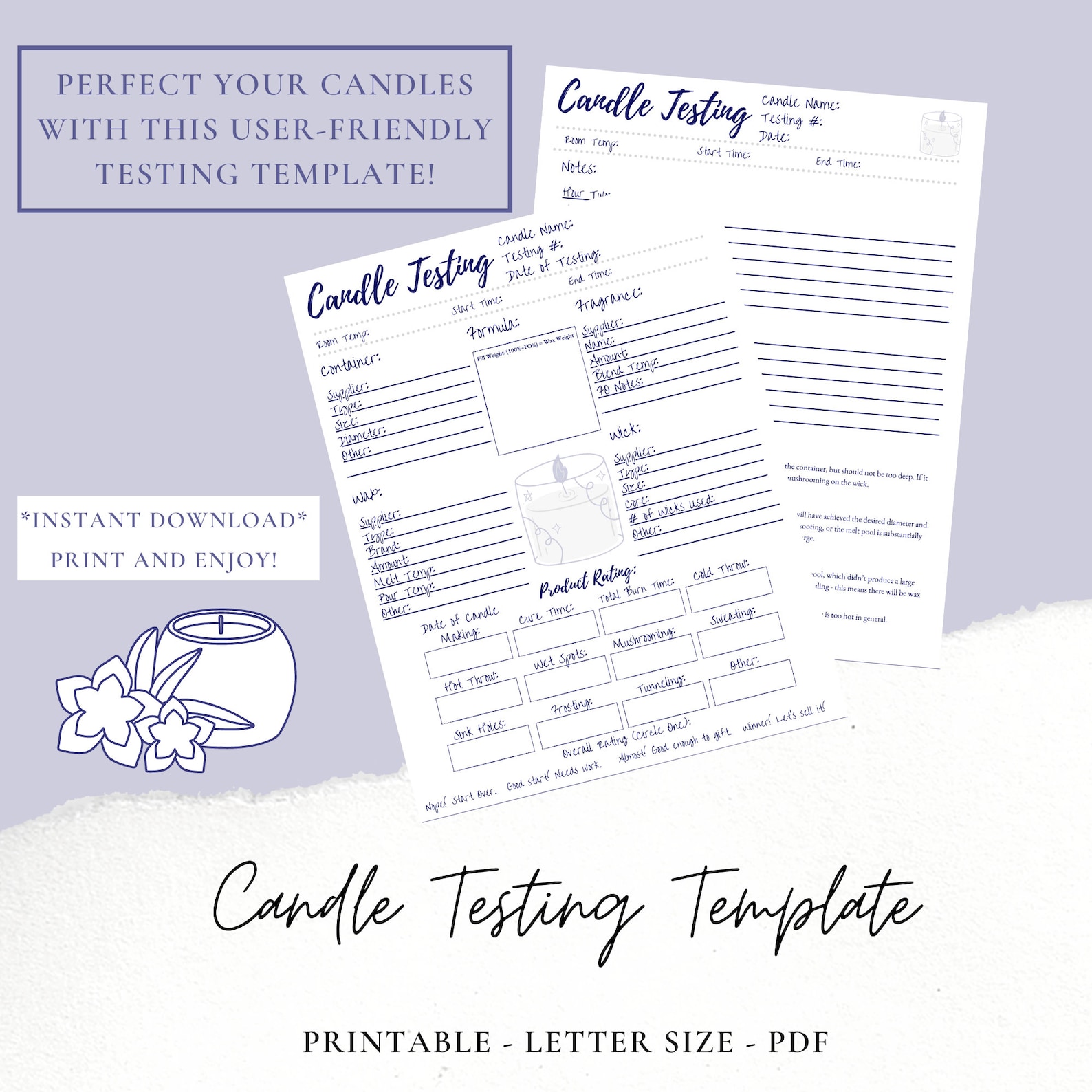 Editable Candle Testing Template Candle Making Testing Sheet - Etsy