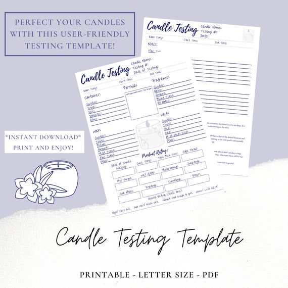 Editable Candle Testing Template Candle Making Testing Sheet - Etsy
