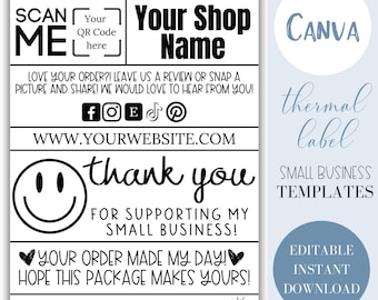 Editable Thermal Label | Thank You for Your Order Labels | 4x6 Thermal ...
