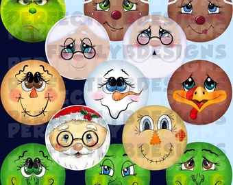 Christmas Face Cutouts - Etsy