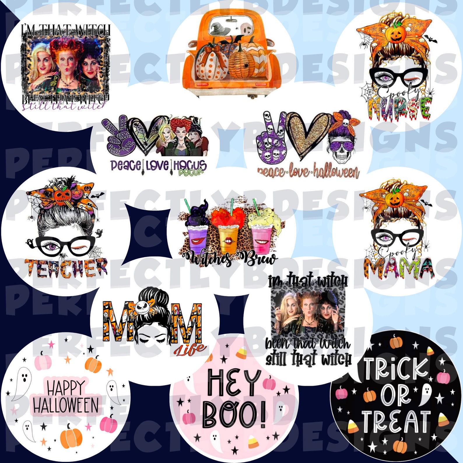 Halloween Grab Bag Circle Cardstock Cutouts Car Freshies - Etsy