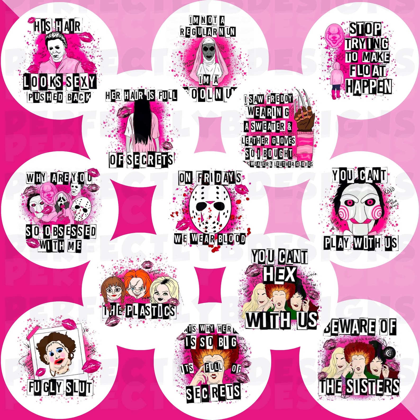 Mixed Halloween Grab Bag | Circle Cutouts | Retro Halloween | Pink ...