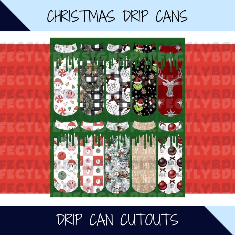 Christmas Drip Can Cutouts Grab Bag Custom Sizes Freshie - Etsy