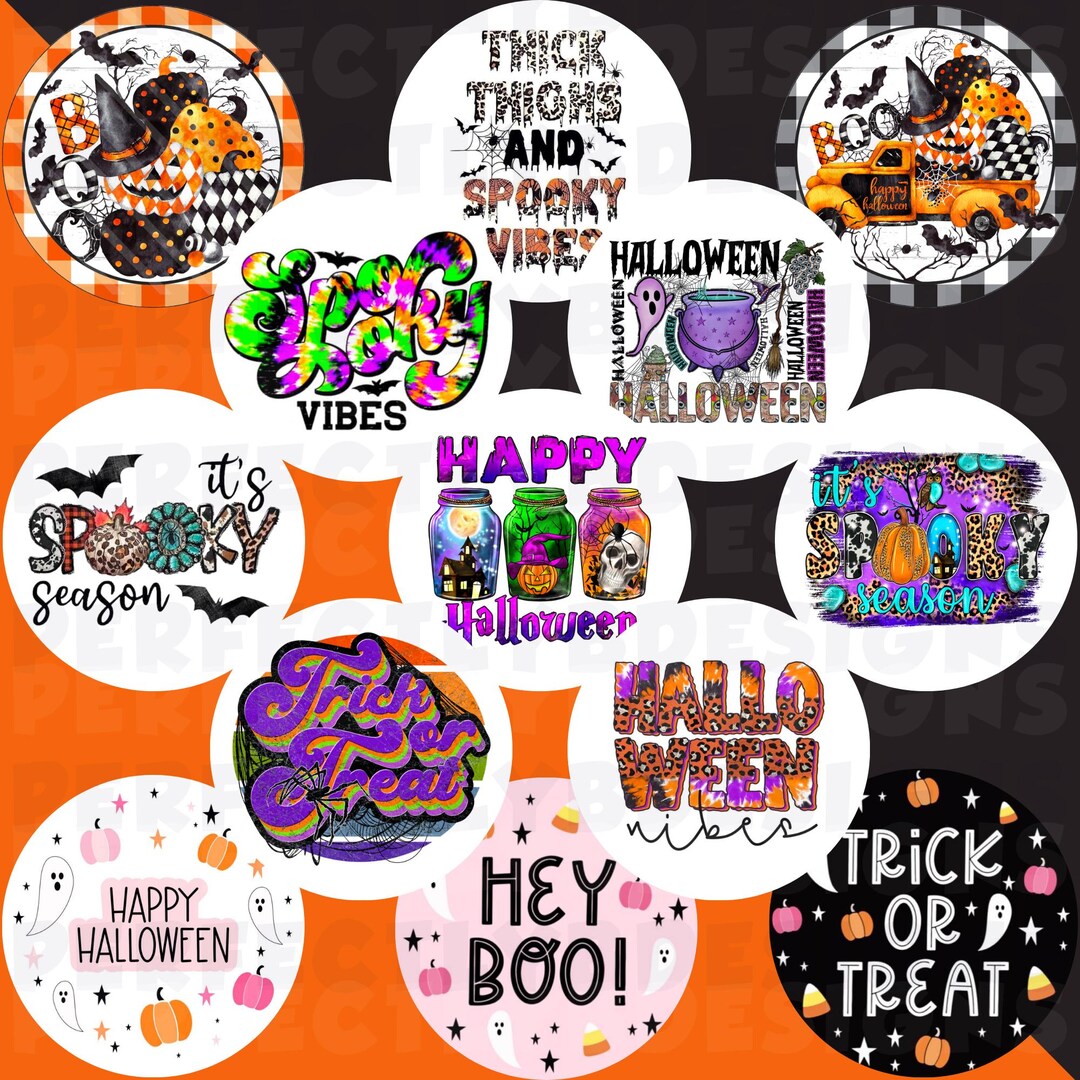 Mixed Halloween Grab Bag | Circle Cutouts | Retro Halloween | Pink ...