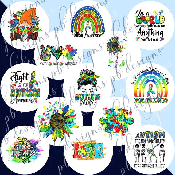 Autism Awareness Grab Bag Freshie Cardstock Cutouts Circle - Etsy