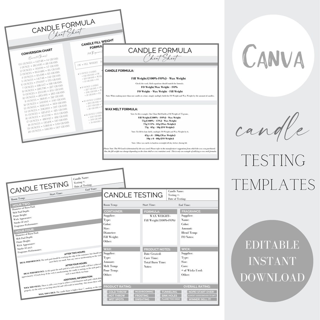 Editable Candle Testing Template, Candle Making Testing Sheet, Candle ...