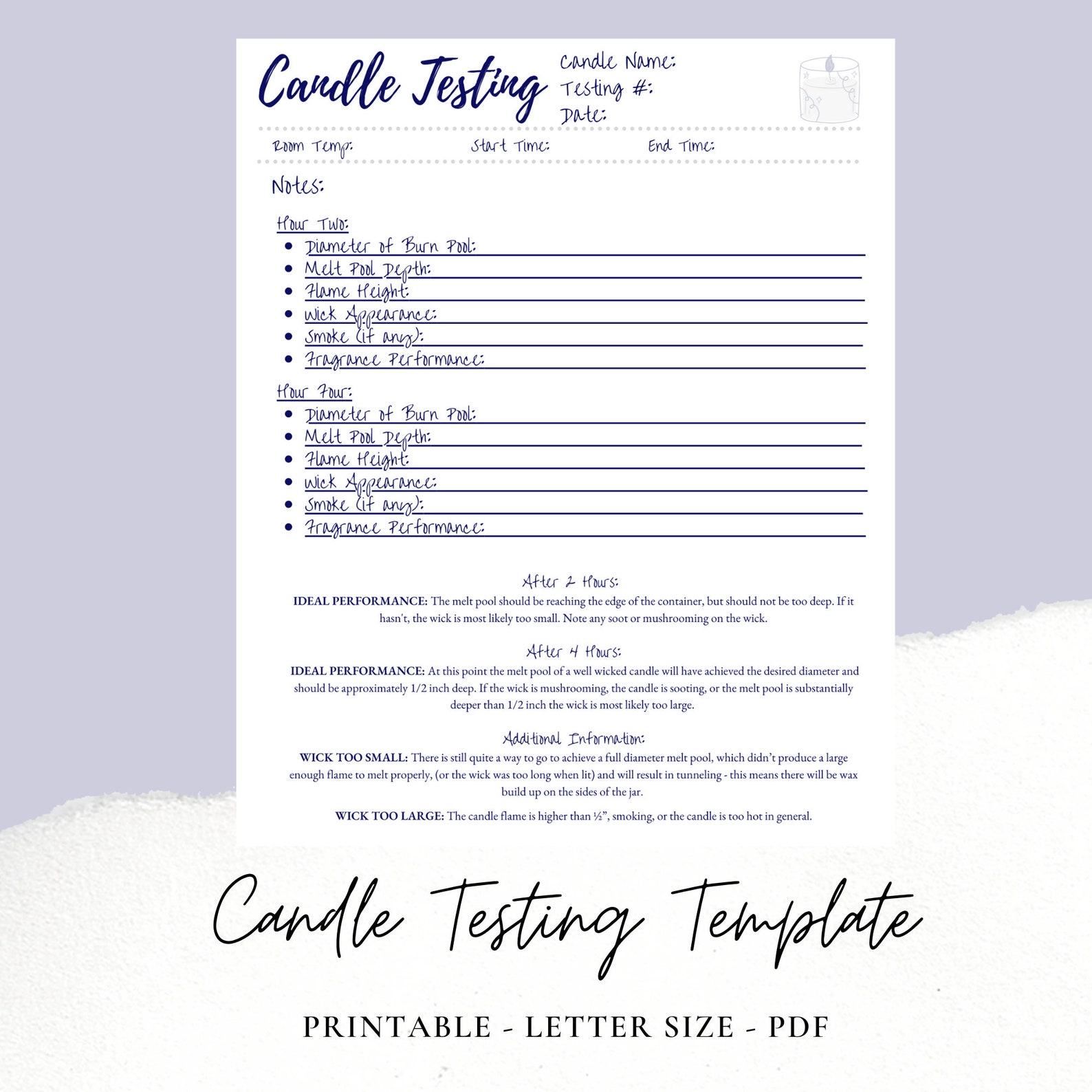 Editable Candle Testing Template Candle Making Testing Sheet - Etsy
