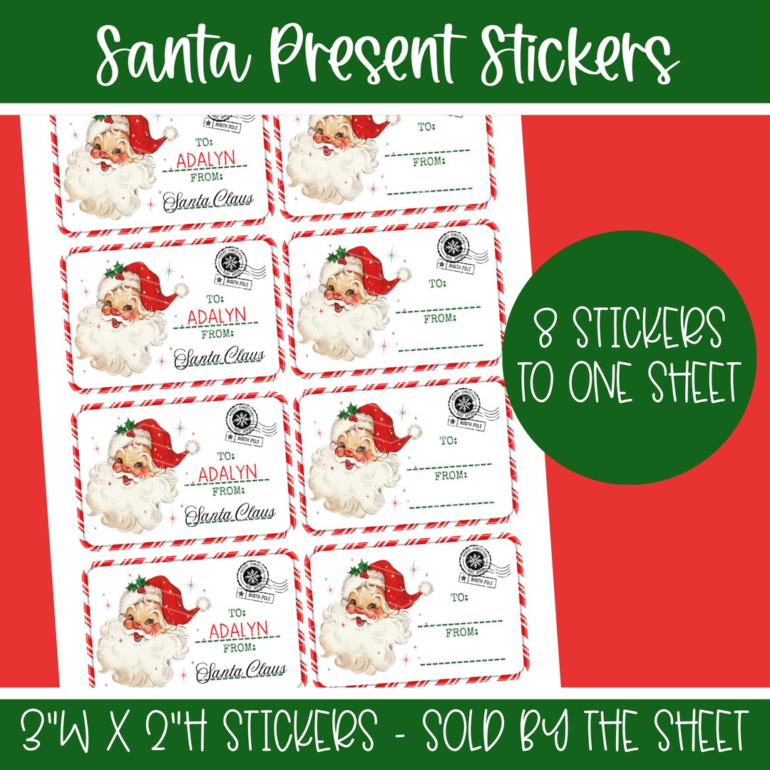Personalized Santa Present Stickers | From Santa Stickers | Santa ...