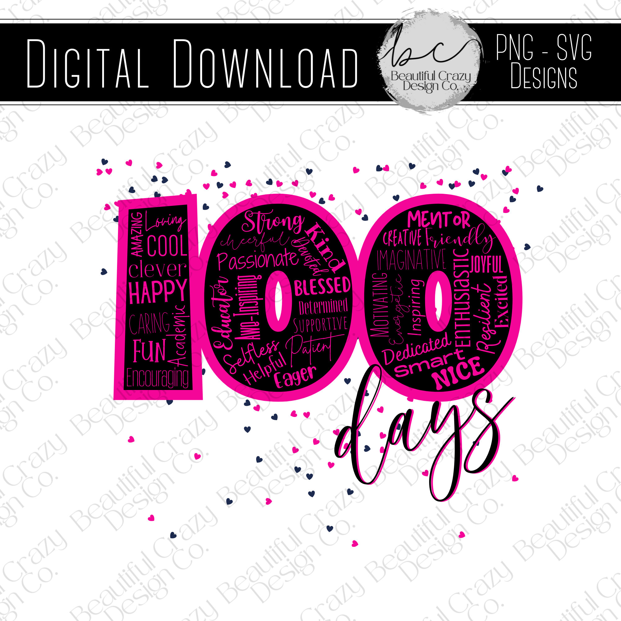 100 Days PNG SVG Teacher Digital File 100 Days of School - Sublimation ...