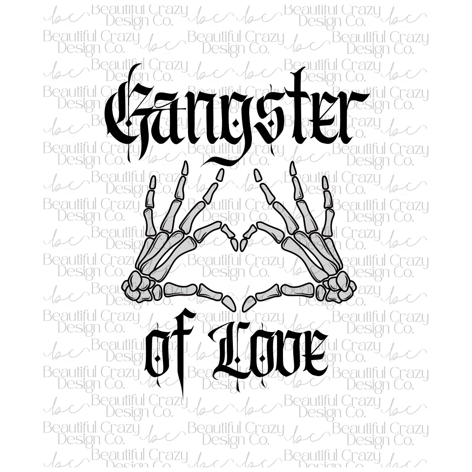 Valentine PNG & SVG Gangster of Love Skeleton Hands Heart | Etsy